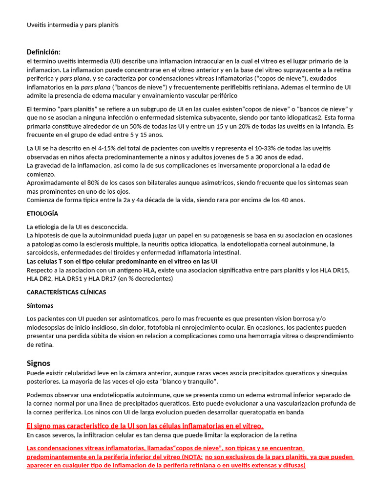 Uveitis Intermedia y Pars Planitis | PDF | Esclerosis múltiple ...