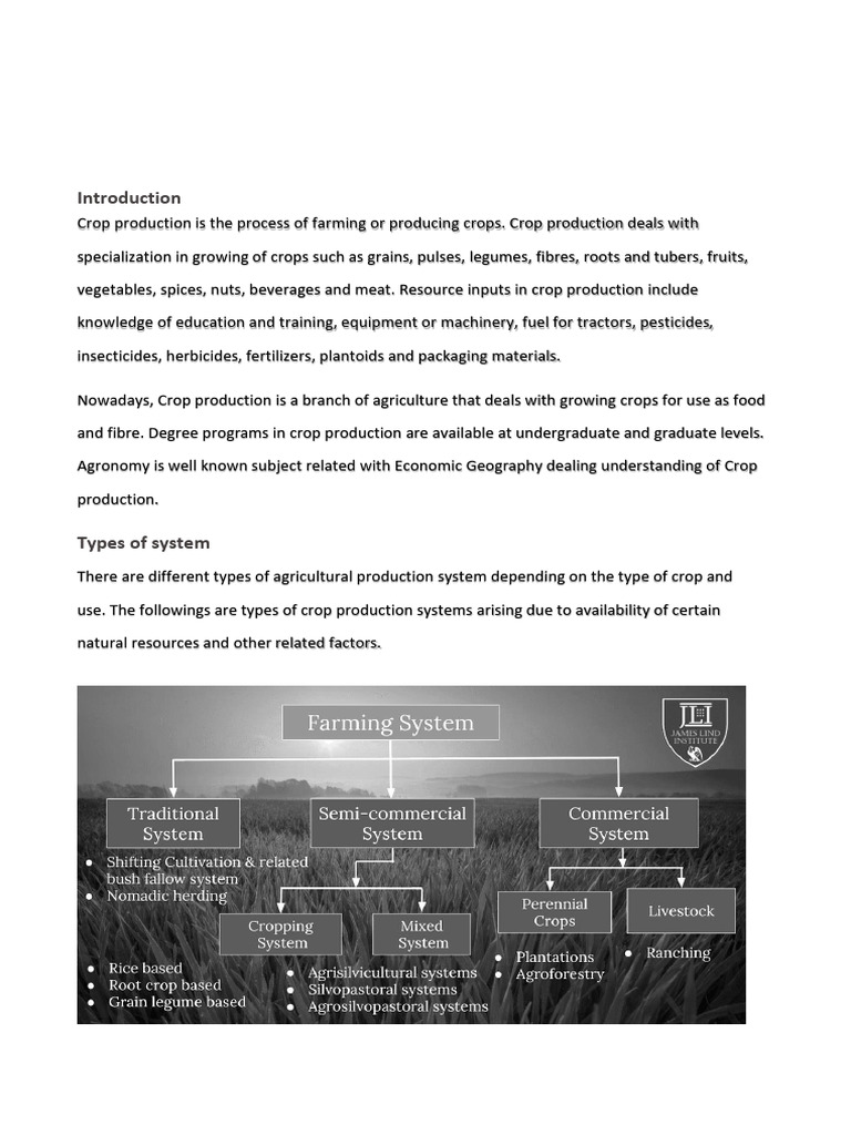 Types of Crop Production Systems | PDF | Agriculture | Crops