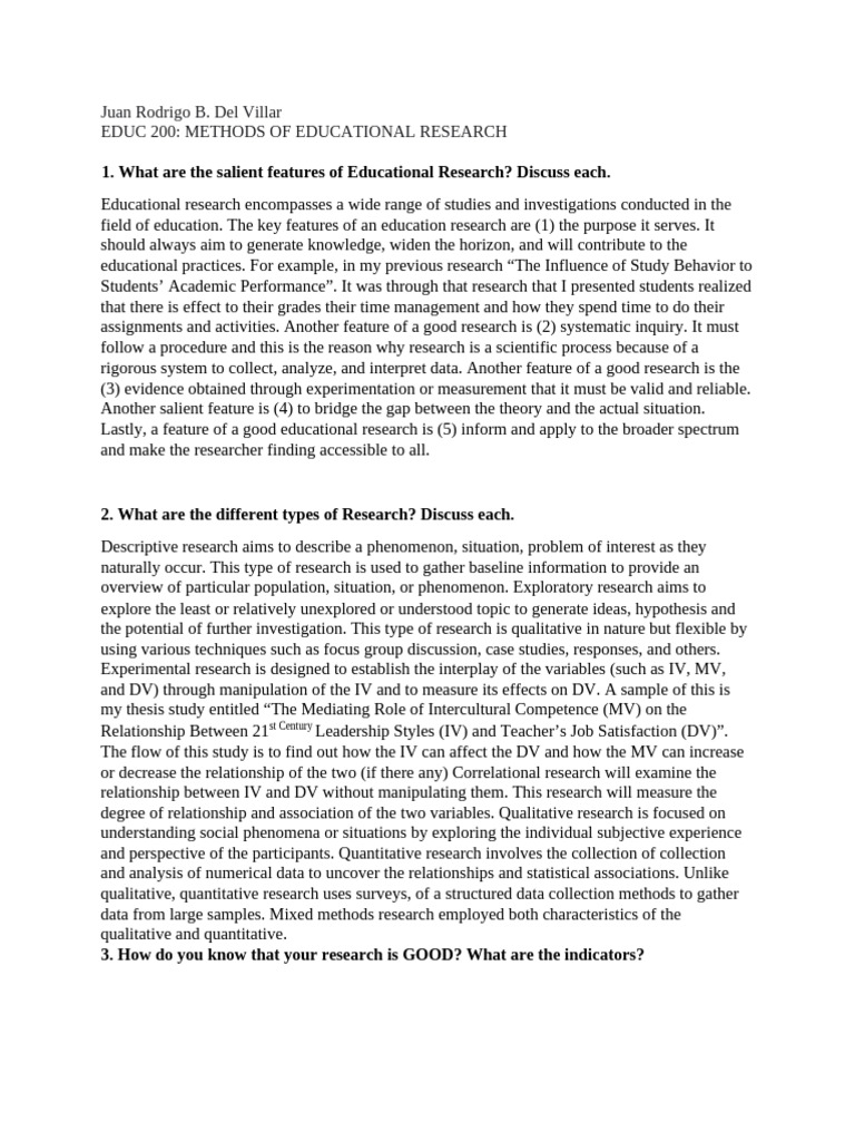 CE Educ 200 Methods in Educational Research | PDF | Quantitative ...