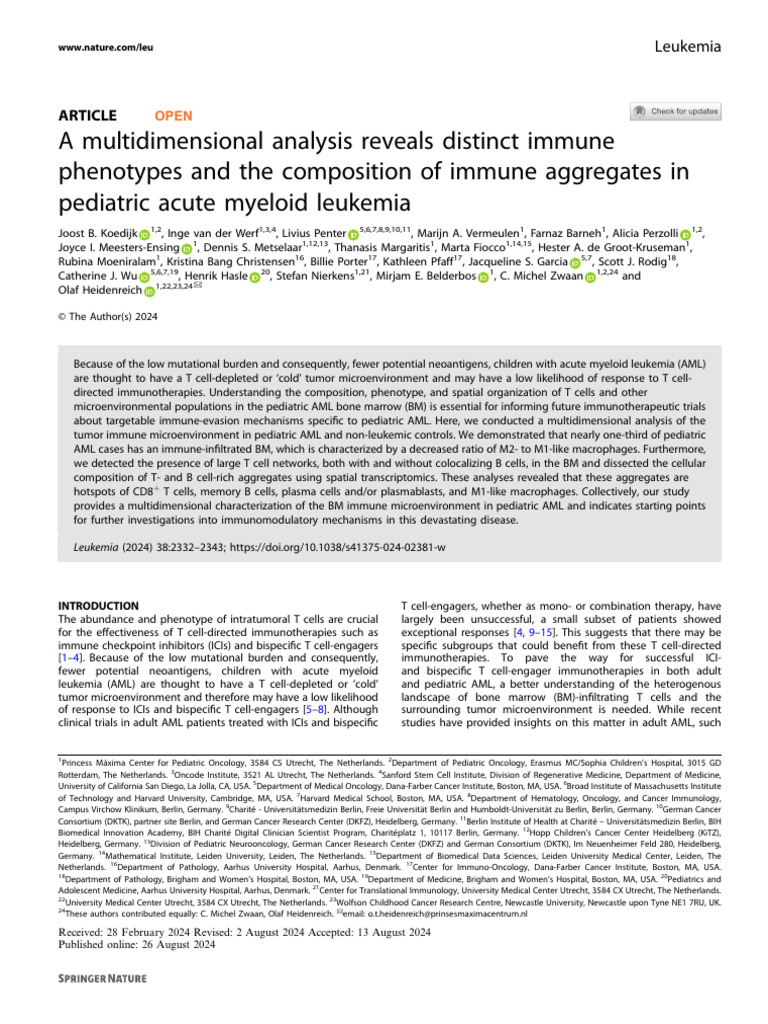 A Multidimensional Analysis Reveals Distinct Immune Phenotypes and The Composition of Immune ...