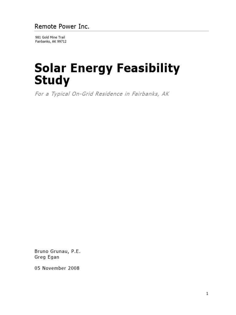 Solar Energy Feasibility Study for a Typ | PDF | Internal Rate Of ...