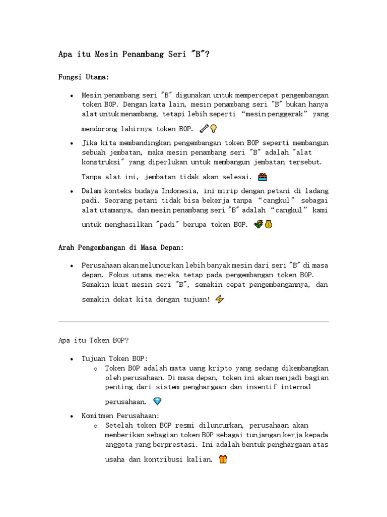 Tentang Token BOP Dan Mesin Mining Seri B | PDF