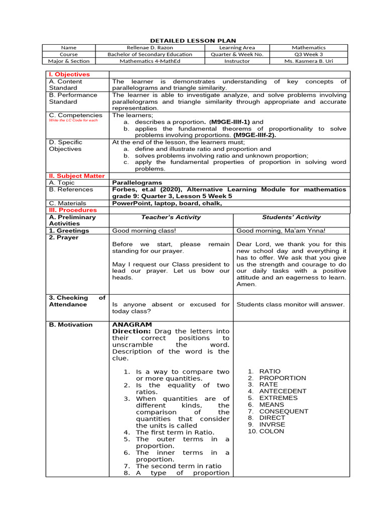 DLP-Ratio and Proportion | PDF | Ratio | Mathematics