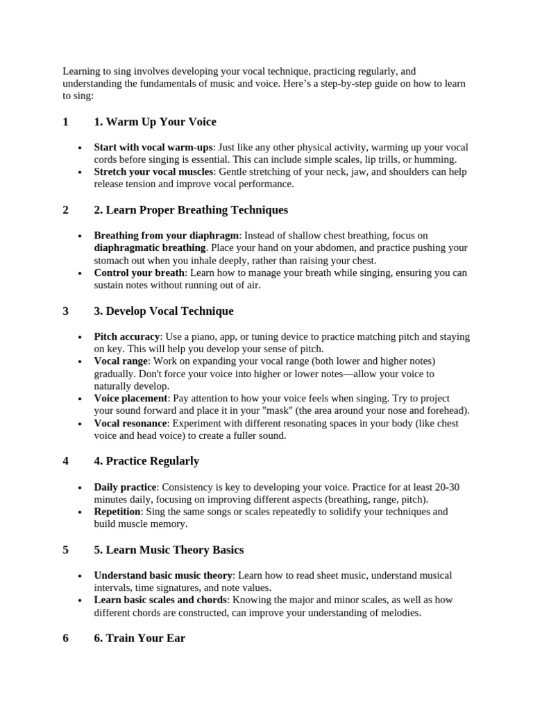 Learning To Sing Involves Developing Your Vocal Technique | PDF | Singing | Human Voice