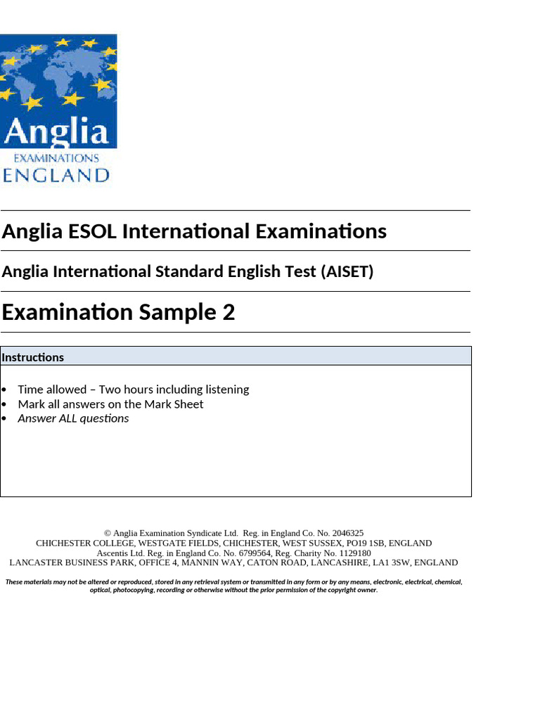 TaiwanLateEntry Test2 (Reading) | PDF