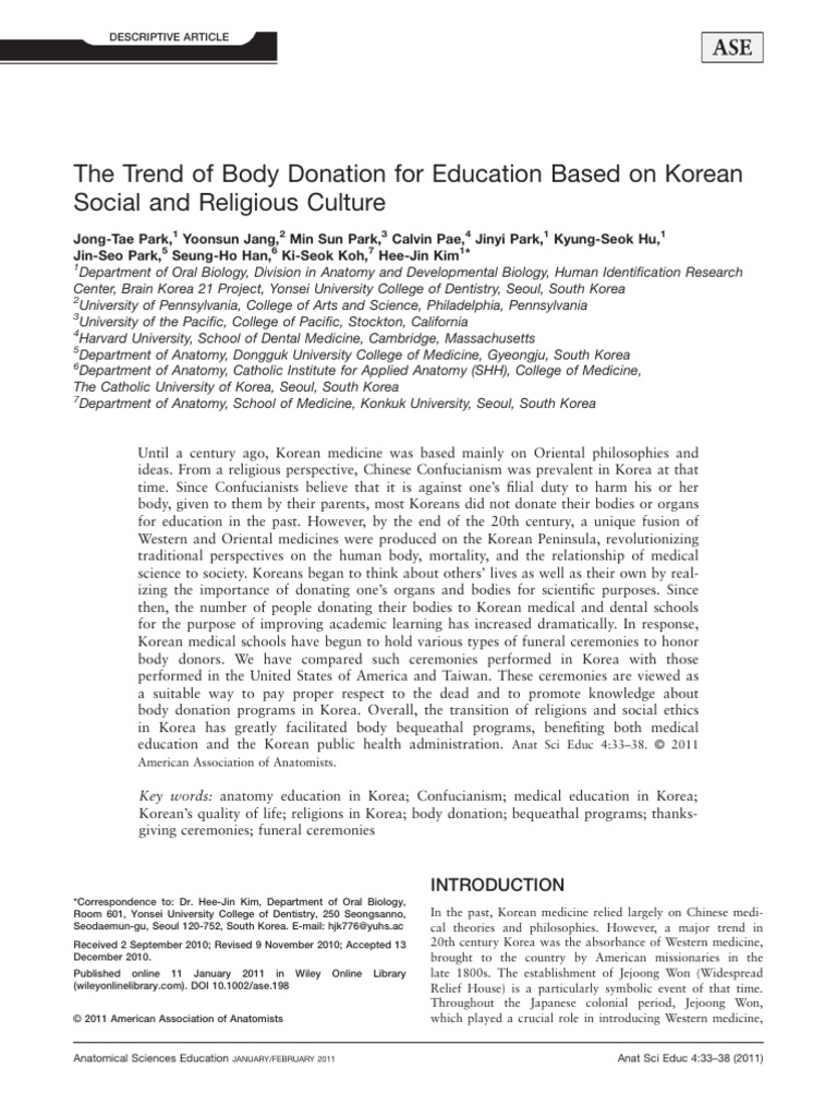 Body Donation Trends in Korea | PDF