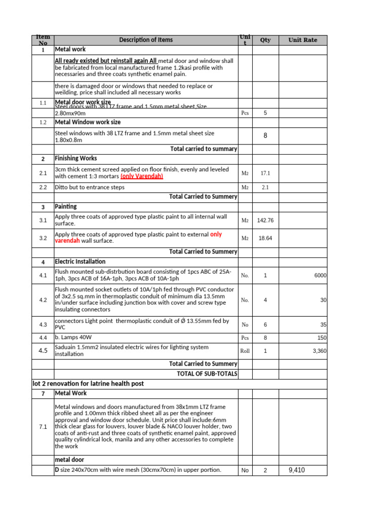 BoQ Hhp | PDF | Concrete | Building Engineering