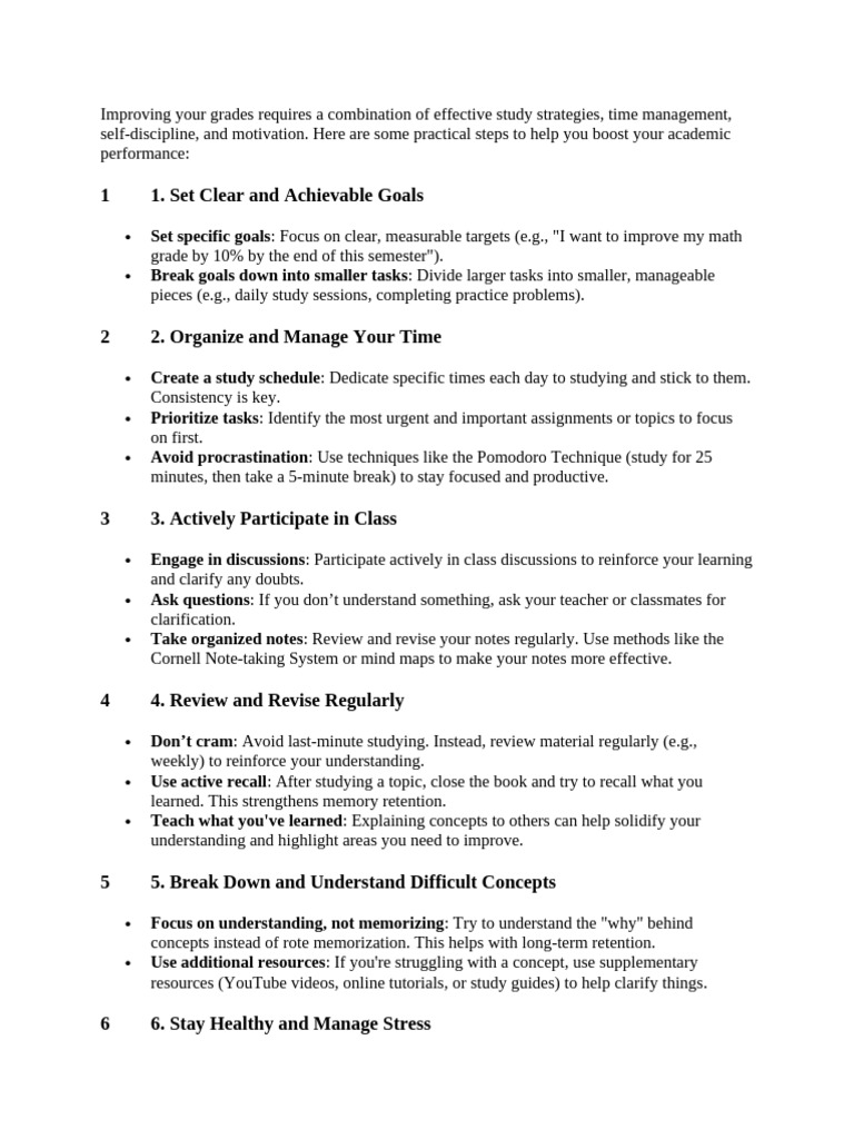 Improving Your Grades Requires A Combination of Effective Study ...
