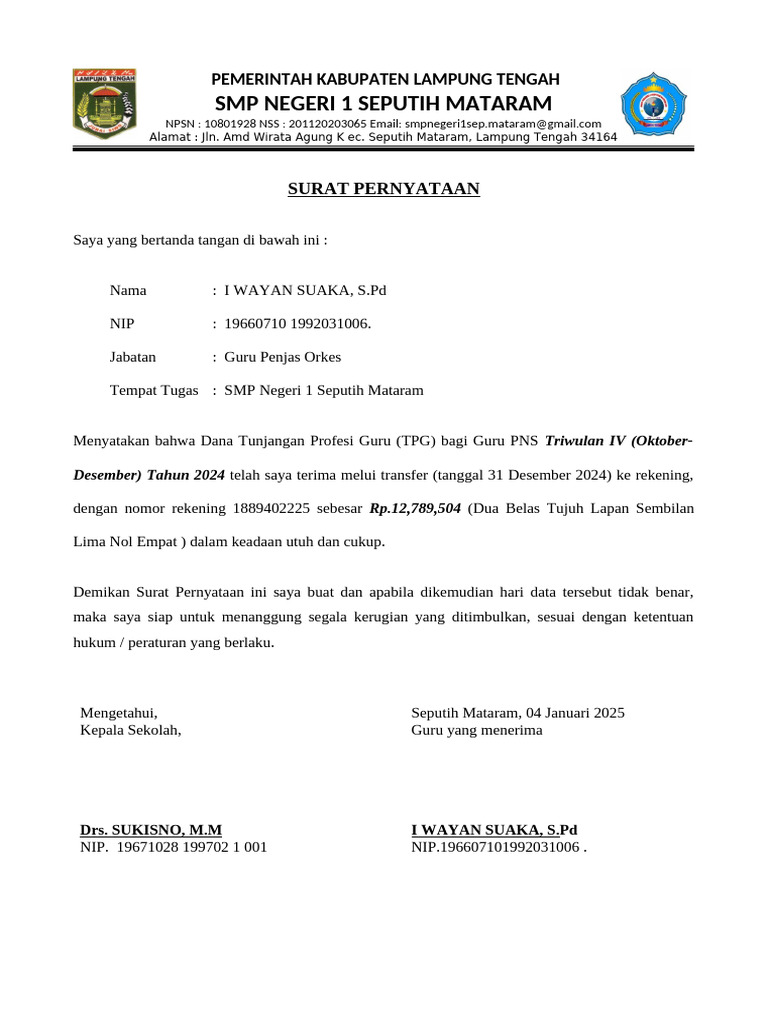 Blangko Laporan TPG 2024 | PDF