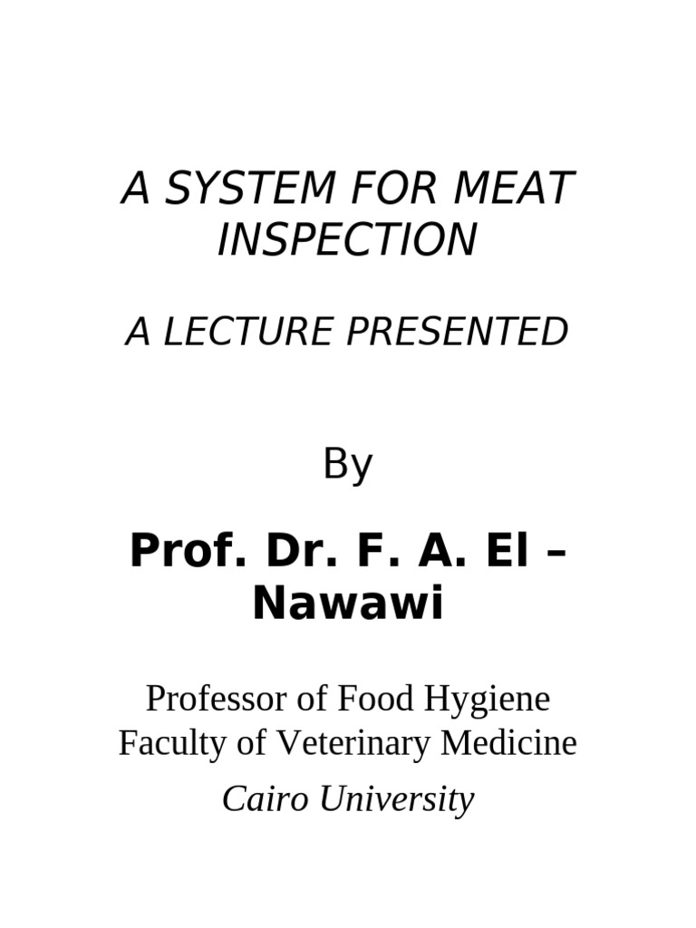 Comprehensive Meat Inspection System | PDF | Meat | Slaughterhouse