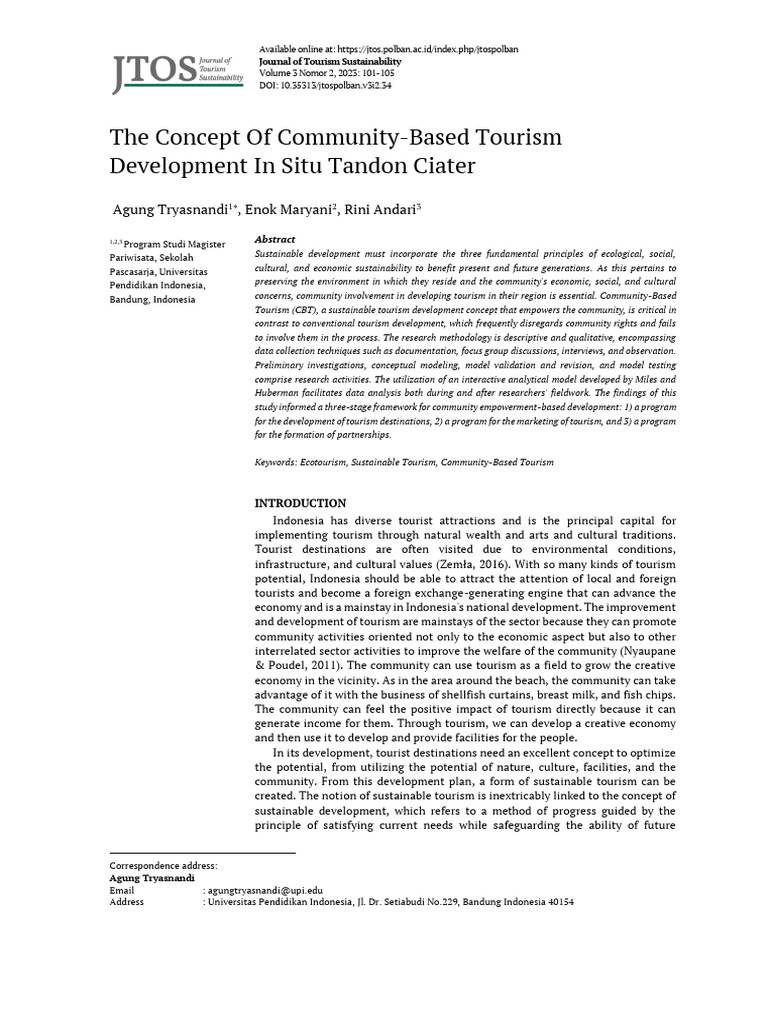 The Concept of Community-Based Tourism Development in Situ Tandon ...