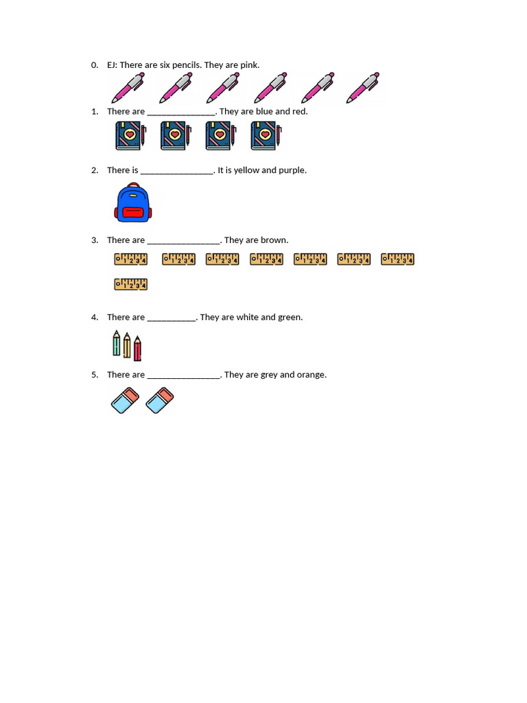 Colorful Pencil Descriptions Worksheet | PDF