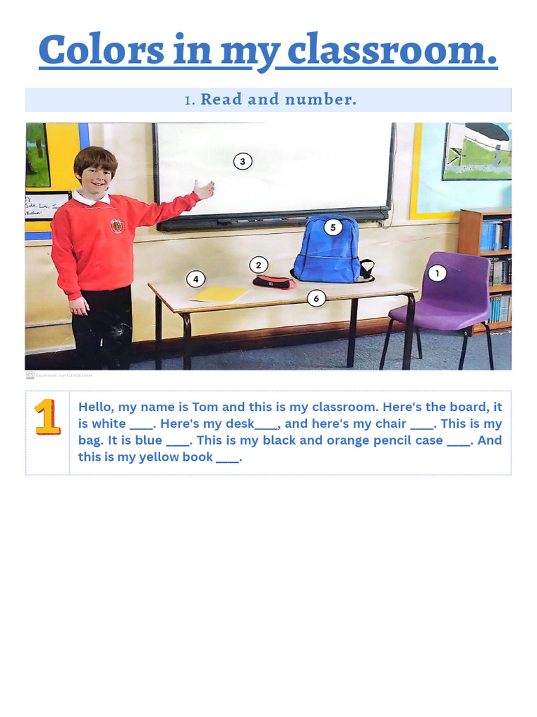 Ejercicios Simples (Colors and Classroom) | PDF