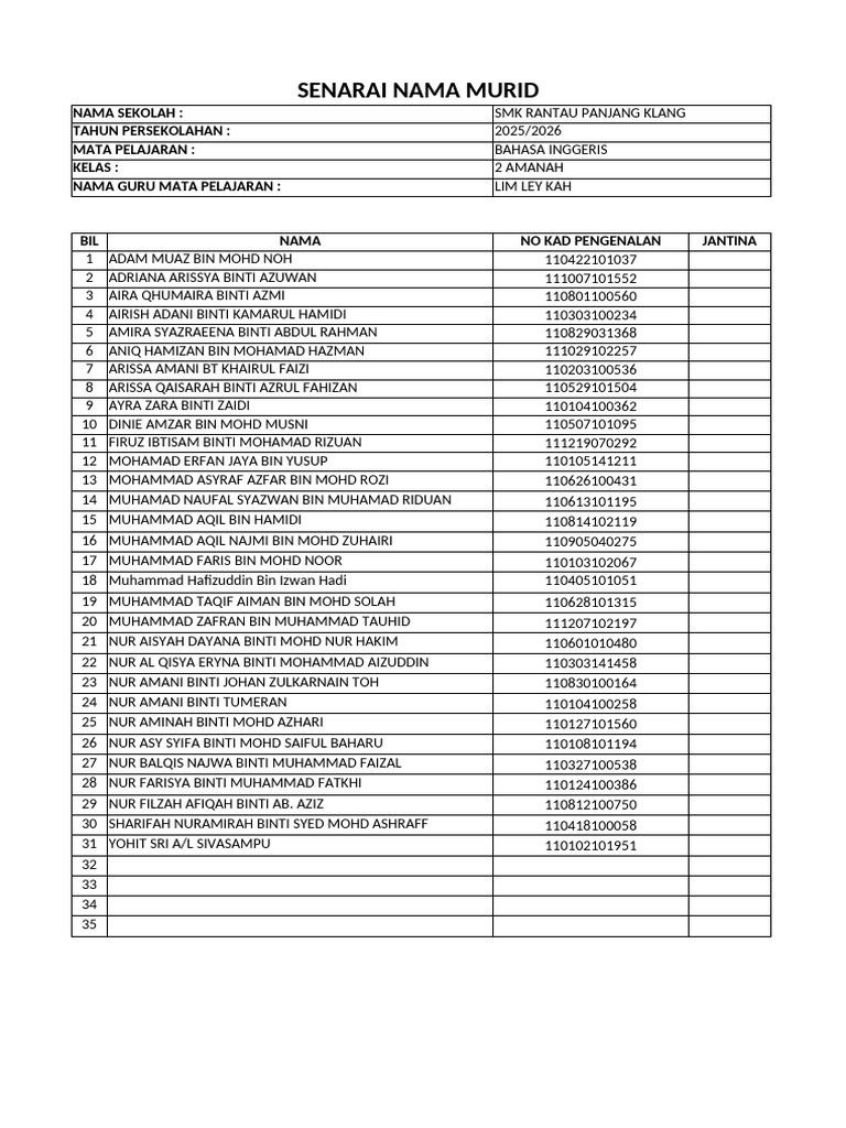2025 Borang Perekodan Pbd - 2a | PDF