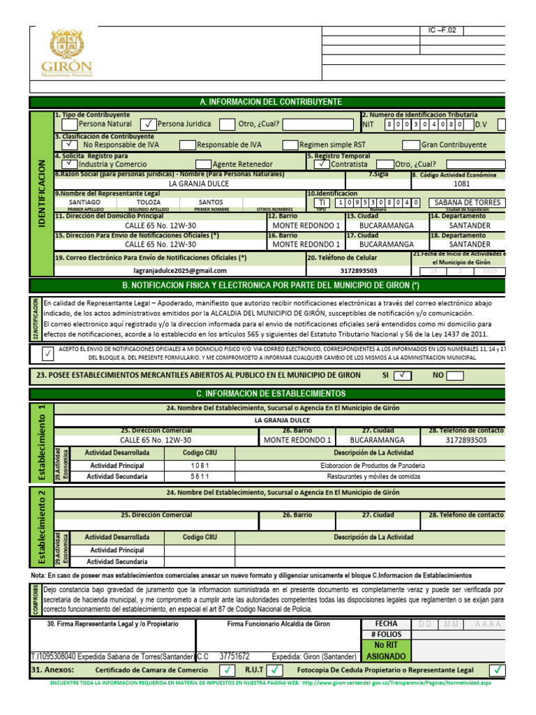Formulario Unico para Registro de Informacion Tributaria - Rit 2 | PDF | Contribuyente | Impuestos