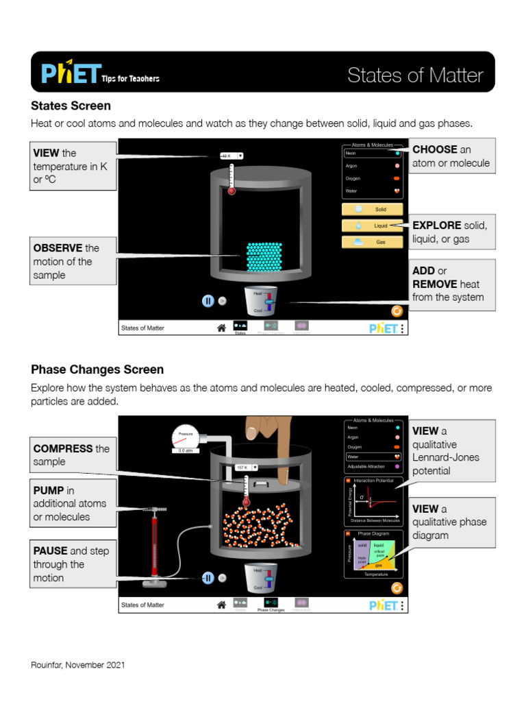 Interactive States of Matter Simulation | PDF | Gases | Phase (Matter)