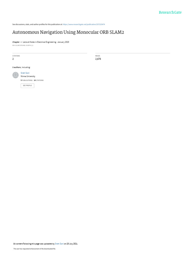 Monocular ORB SLAM2 for Robot Navigation | PDF | Applied Mathematics ...