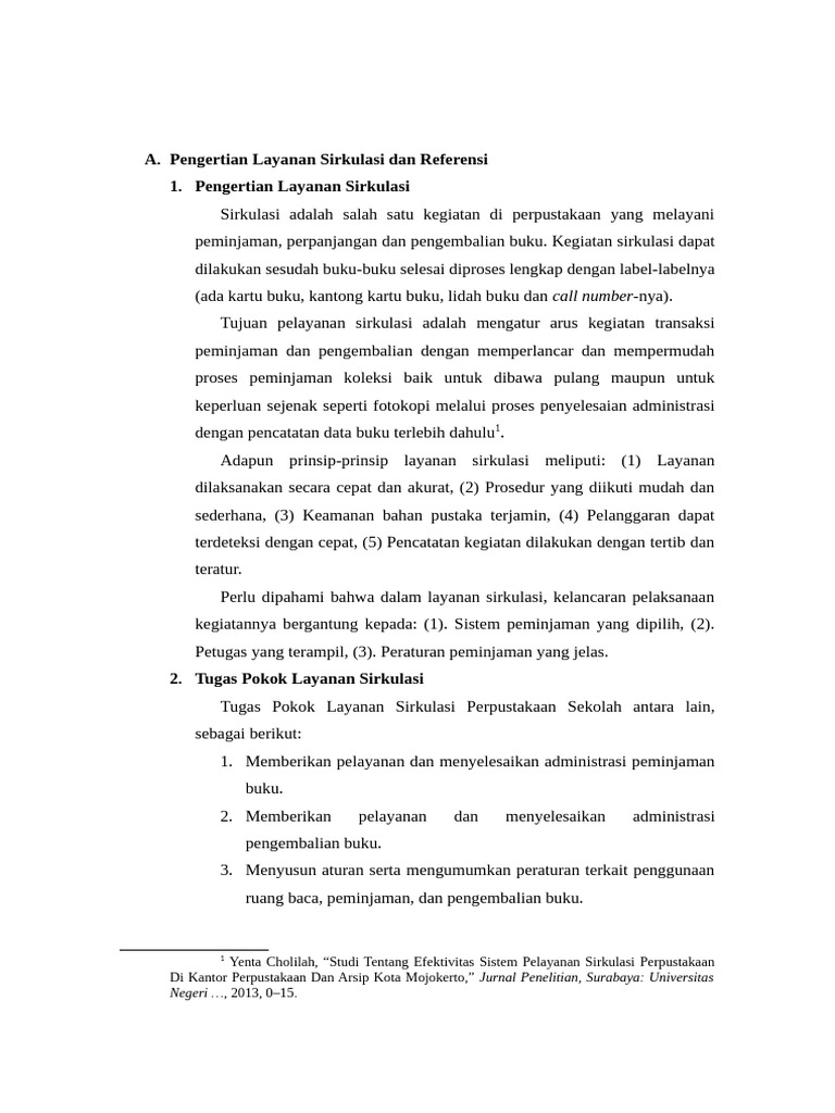 Pengertian Layanan Sirkulasi Dan Referensi | PDF