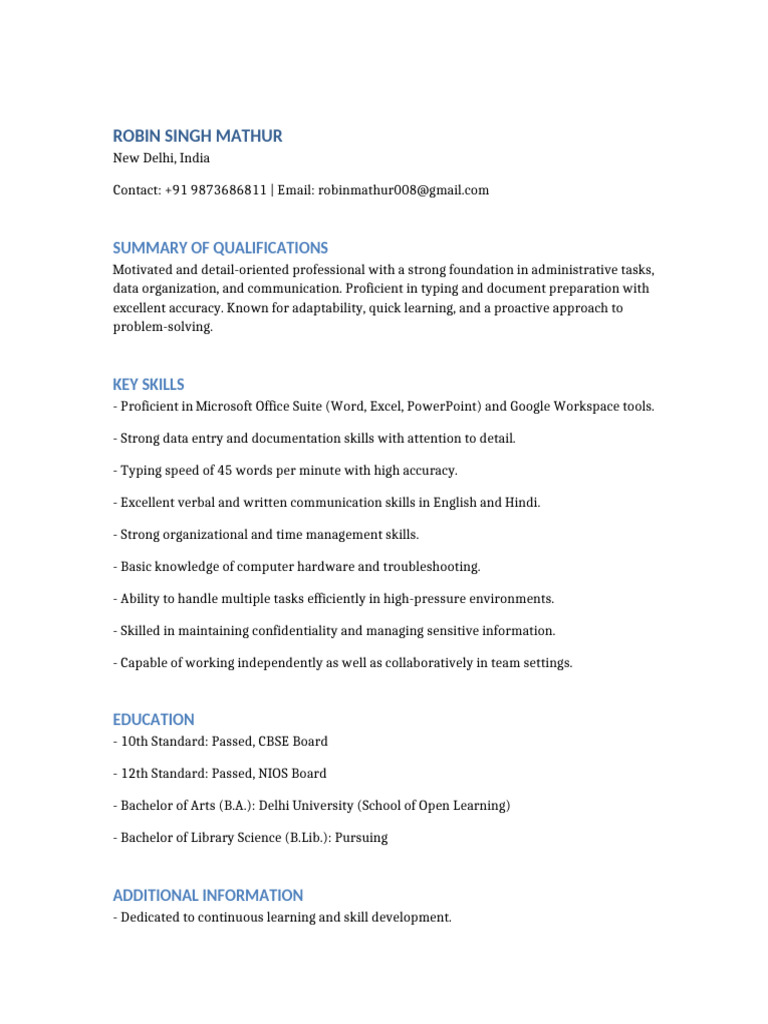 Enhanced Robin Resume | PDF