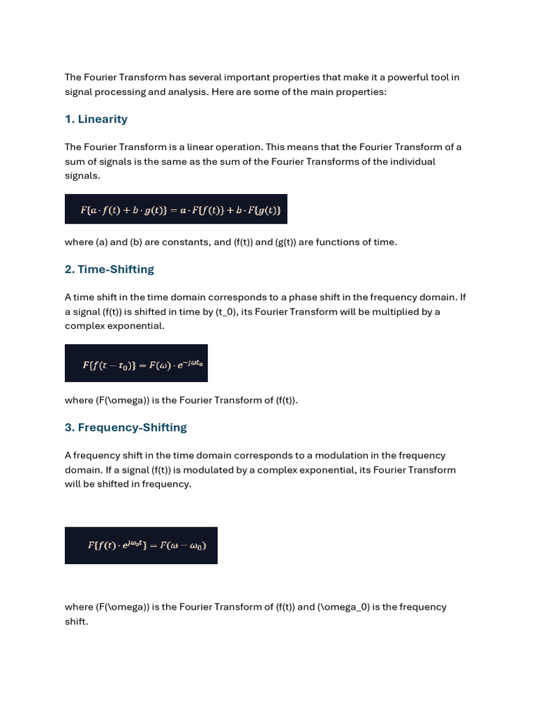 Properties of Fourier Transform (1) | PDF | Fourier Transform | Convolution
