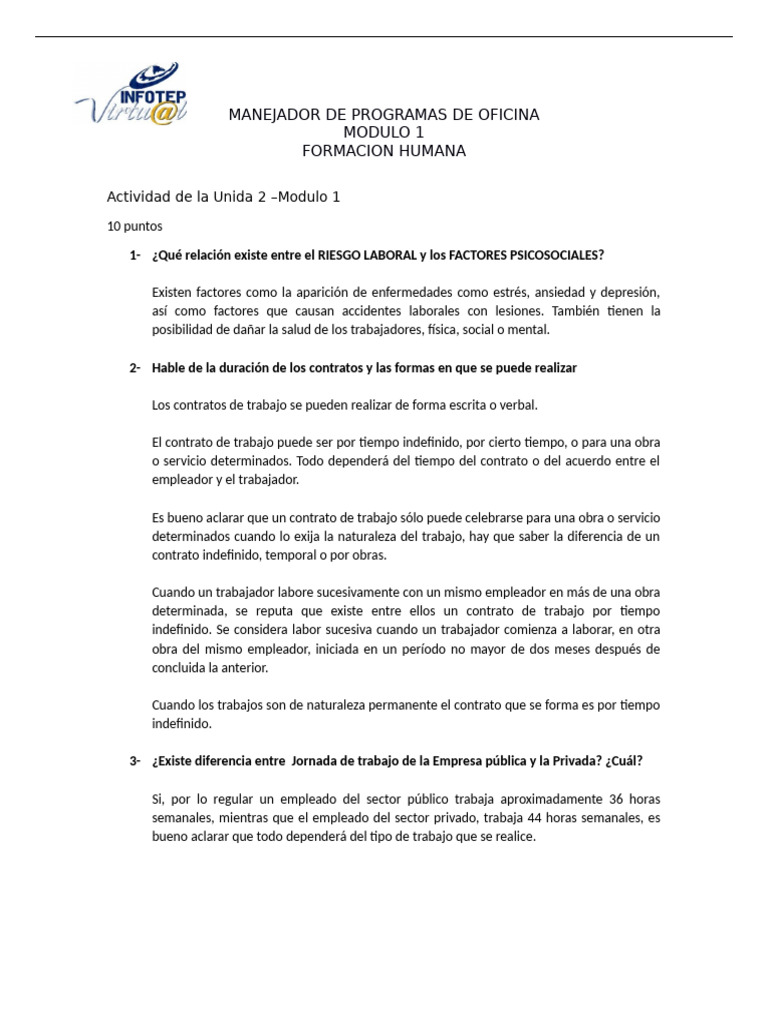 Actividad 2 Del M Dulo 1 | PDF | Relaciones laborales | Economias