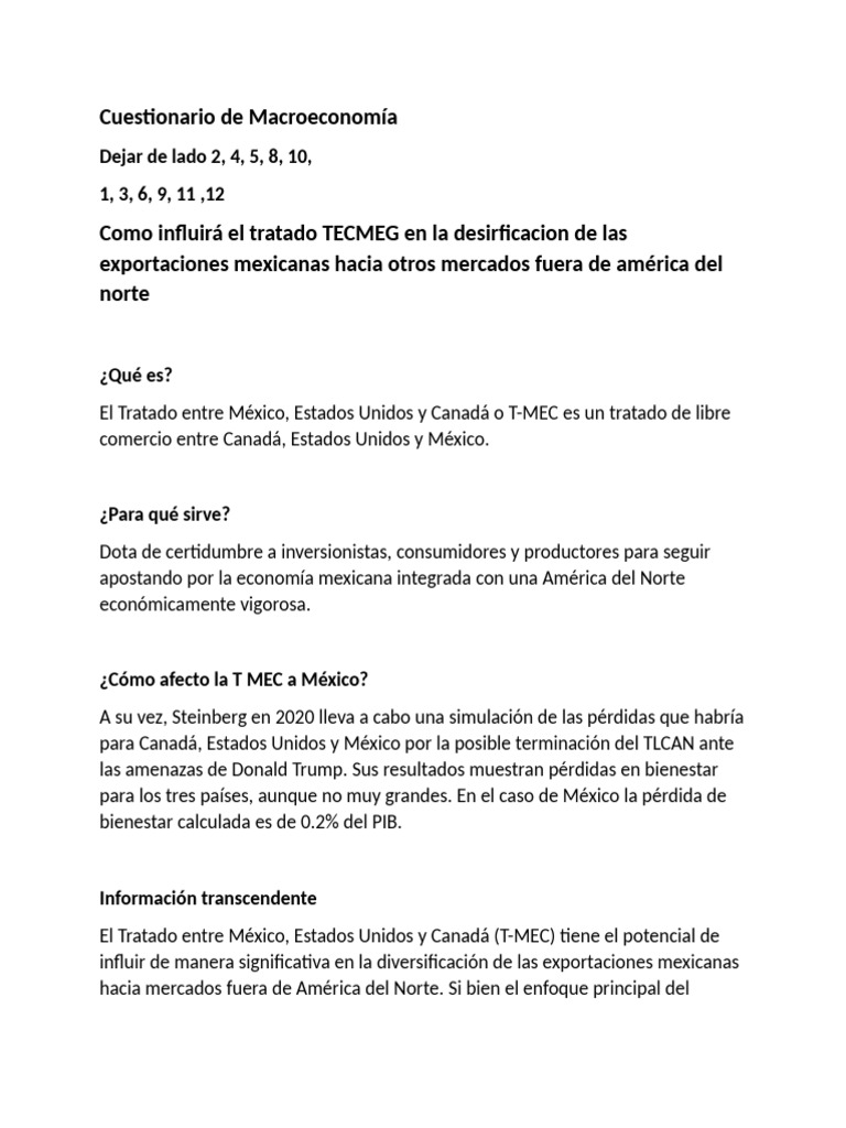 Trabajo de Macro | PDF | Exportaciones | México