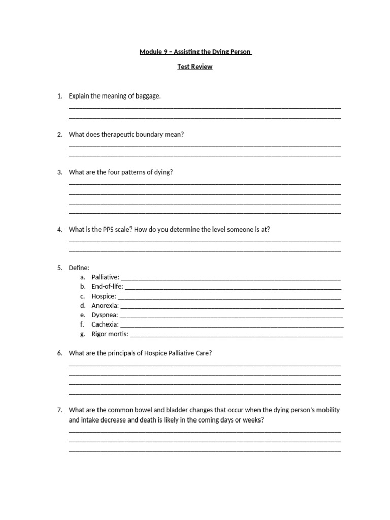 Dying Person Care: Key Concepts Review | PDF | Palliative Care ...