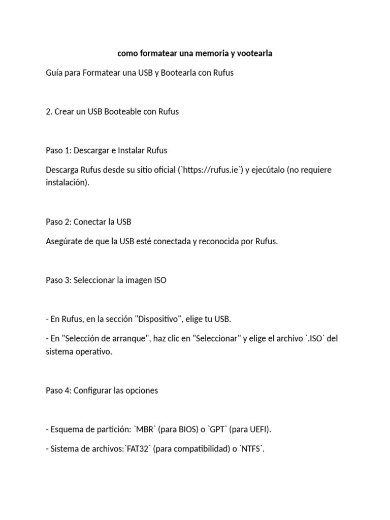 Como Formatear Una Memoria y Vootearla | PDF