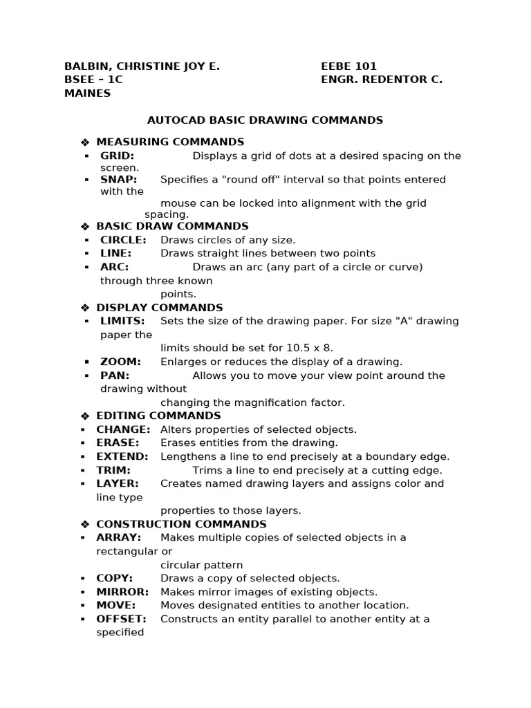 Autocad Basic Drawing Commands | PDF | Rendering (Computer Graphics) | 3 D Computer Graphics