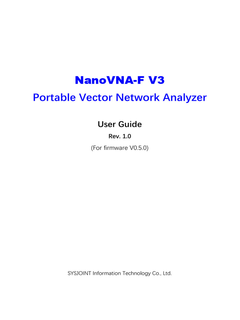 NanoVNA-F V3 User Guide | PDF | Electronics | Electrical Engineering