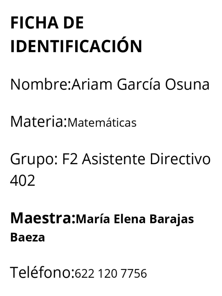 Ficha de Identificación: Ariam García | PDF