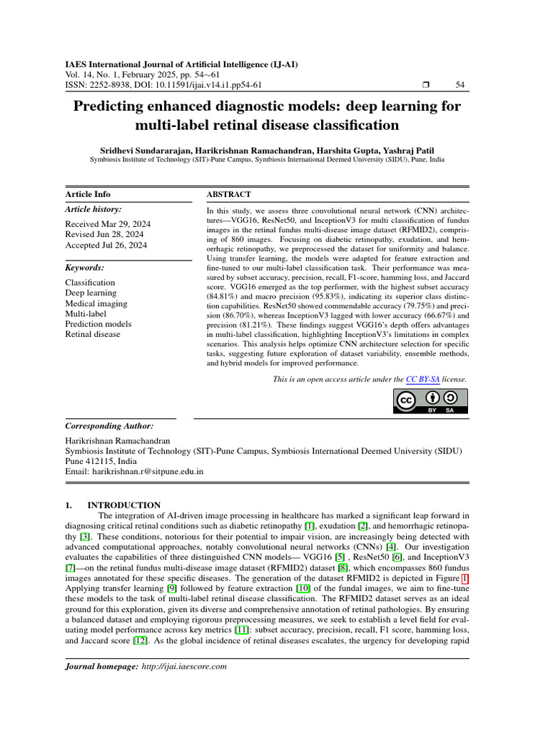 Predicting enhanced diagnostic models: deep learning for multi-label retinal disease ...