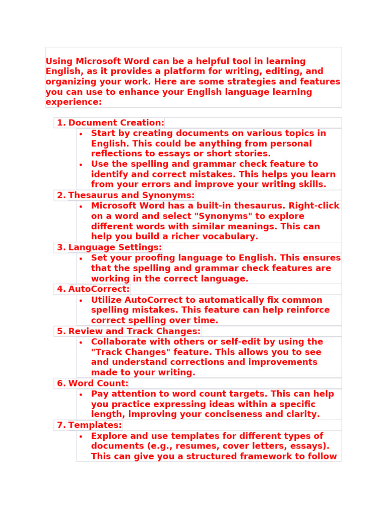 Enhance English Learning with Word | PDF | English Language | Human ...