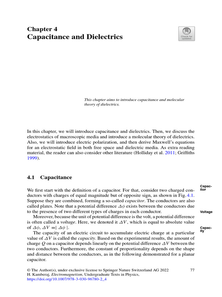 Lecture 6 - Capacitance and Dielectrics | PDF | Capacitance | Capacitor