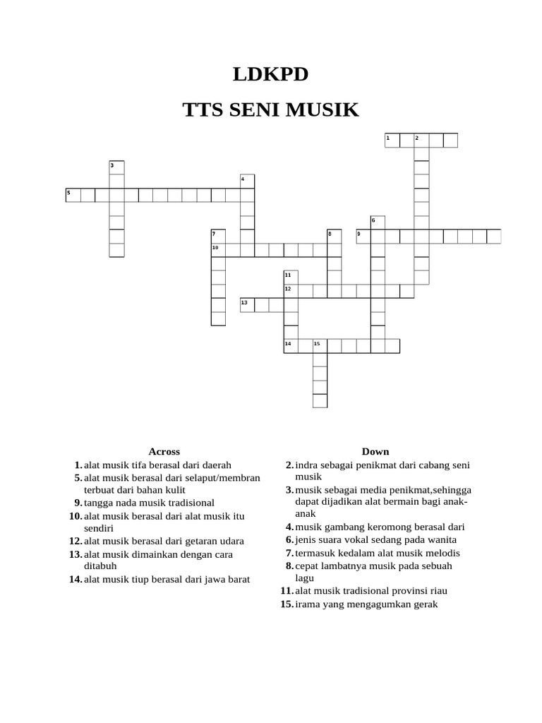 Teka-Teki Silang Seni Musik TTS | PDF