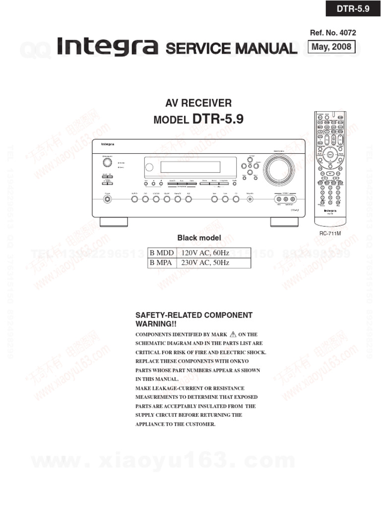 DTR-5.9 AV Receiver Service Manual | PDF | Electrical Engineering ...