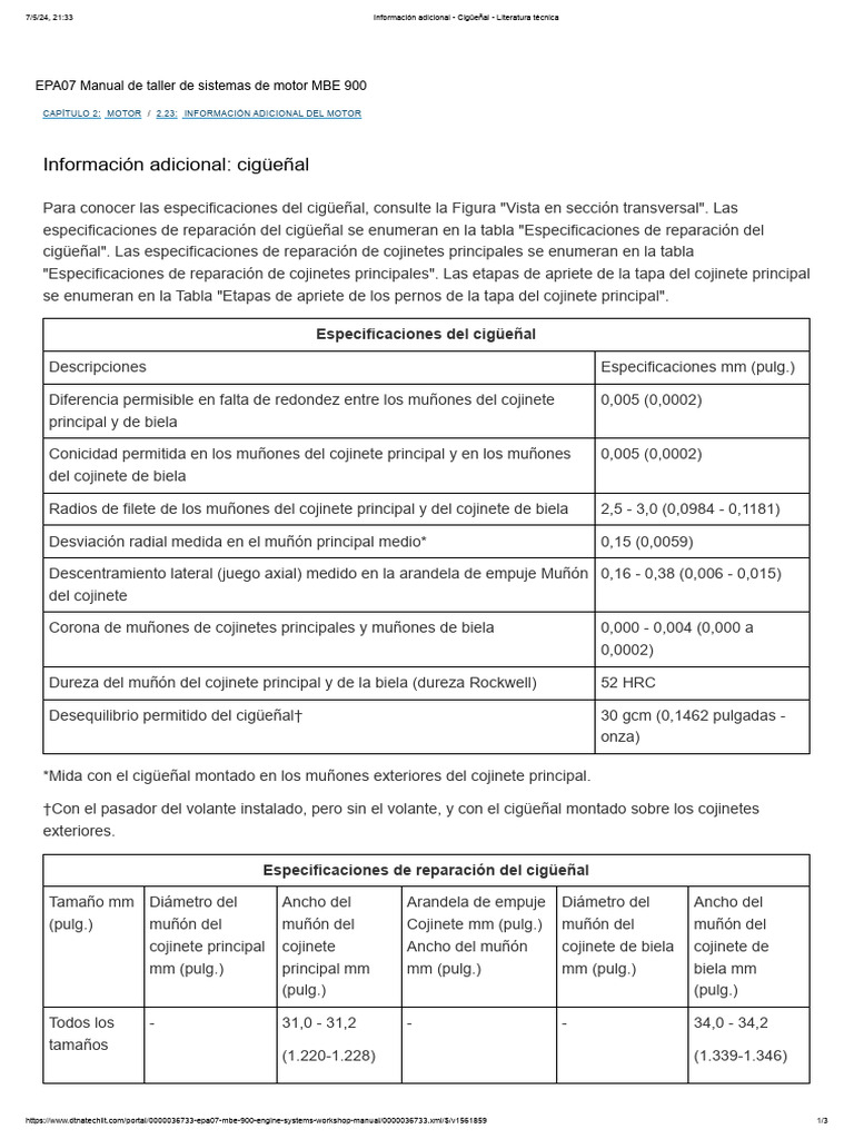 Información Adicional - Cigüeñal - Literatura Técnica | PDF | Máquinas ...
