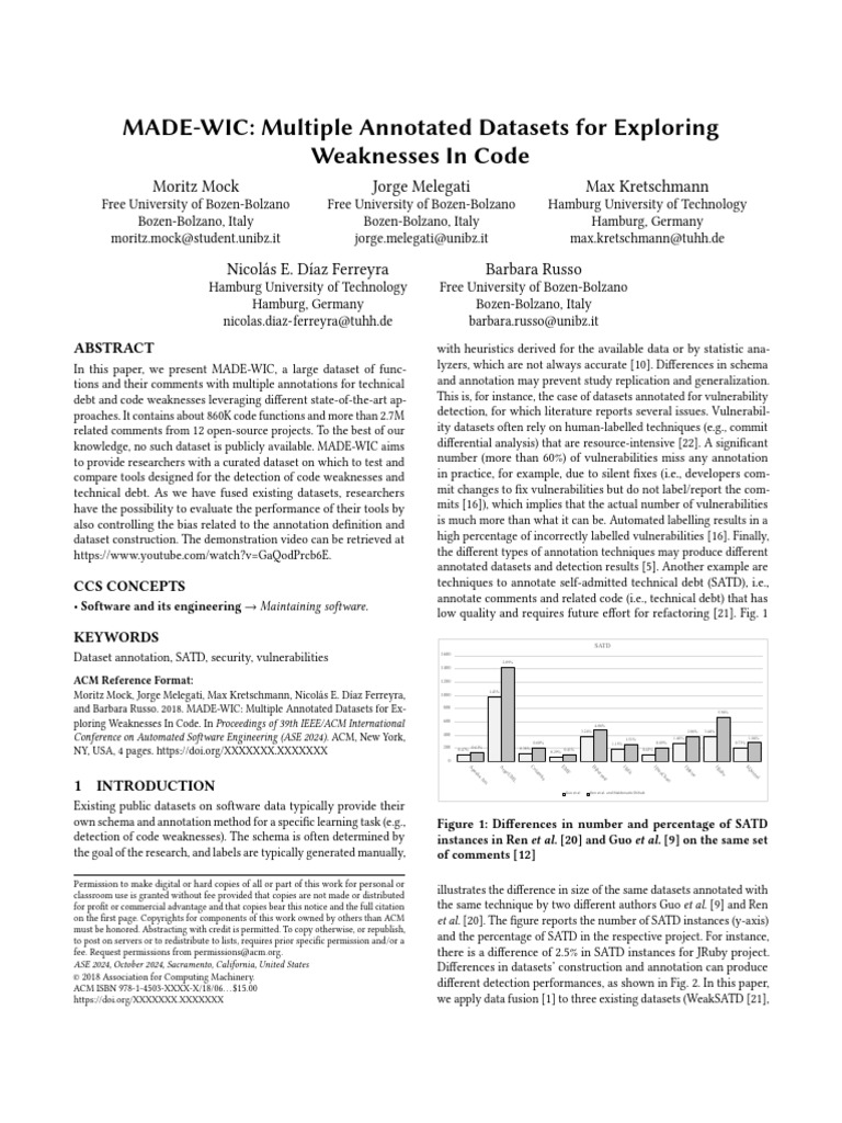 MADE-WIC Multiple Annotated Datasets for Exploring Weaknesses In Code ...