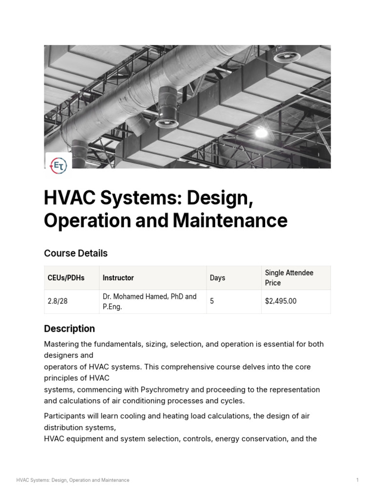 HVAC Design and Maintenance Course | PDF | Air Conditioning ...