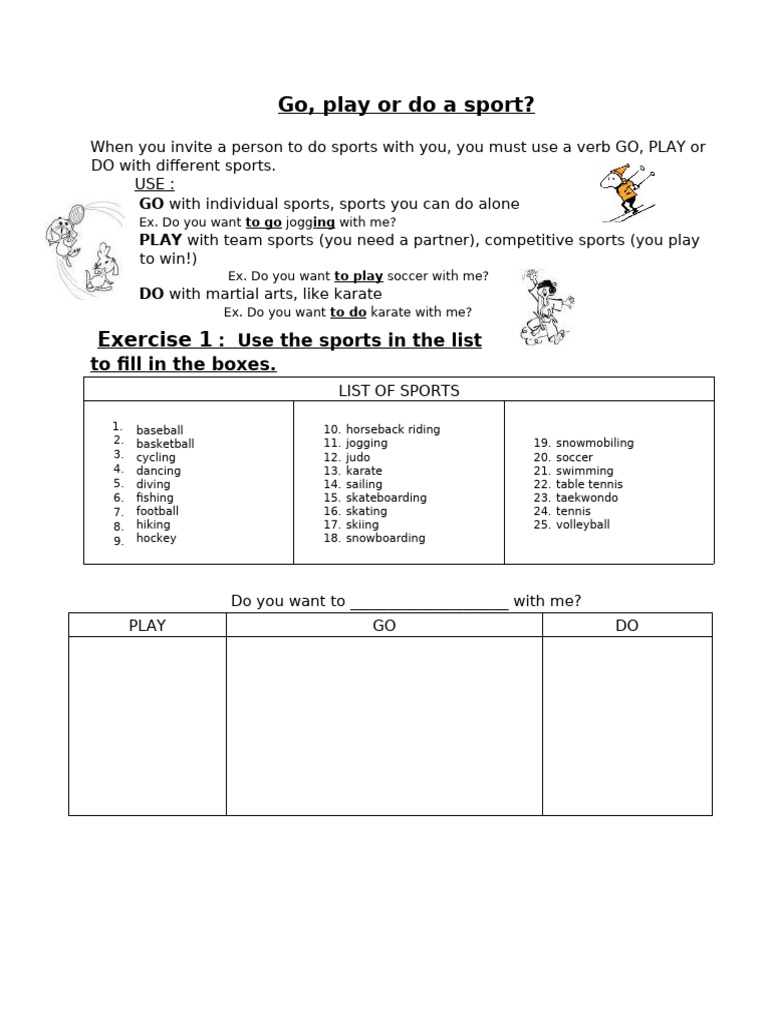 Go Play or Do A Sport | PDF