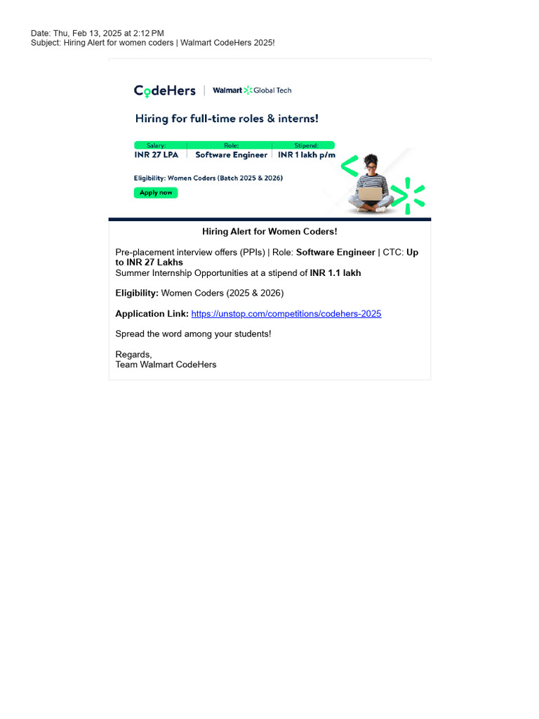 Walmart Codehers 2025 Women Coders Pdf