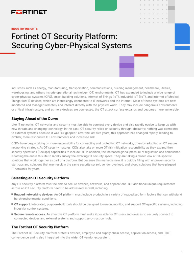 Fortinet IT OT Platform | PDF | Computer Security | Security