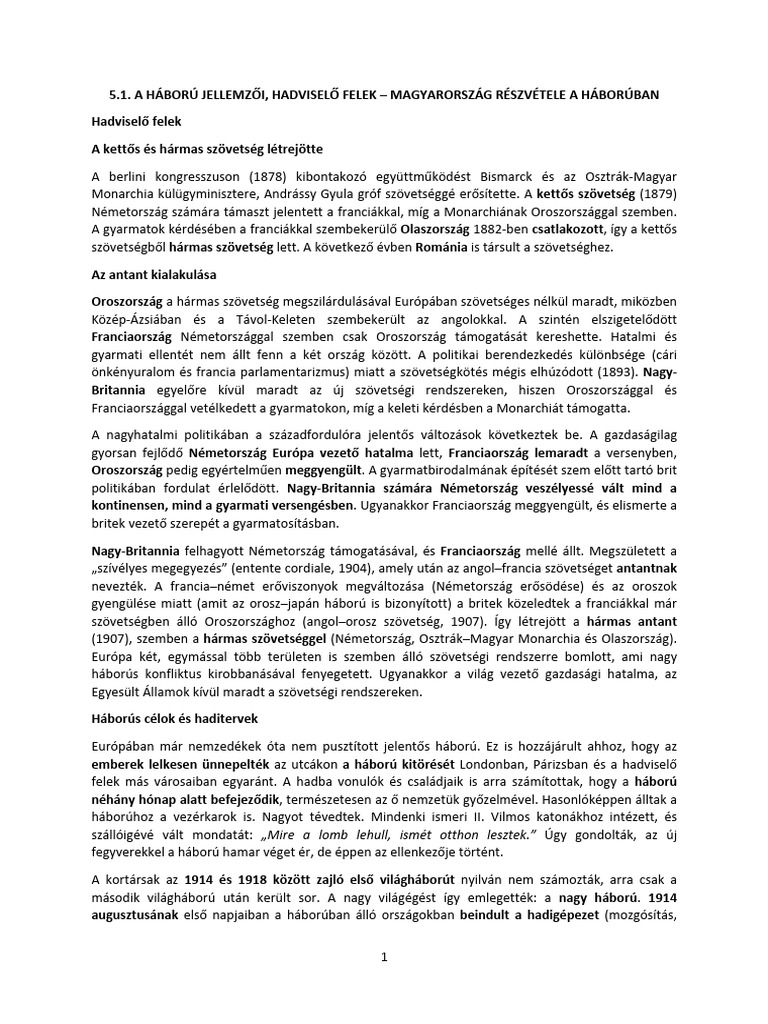 5.1 A Háború Jellemzői | PDF