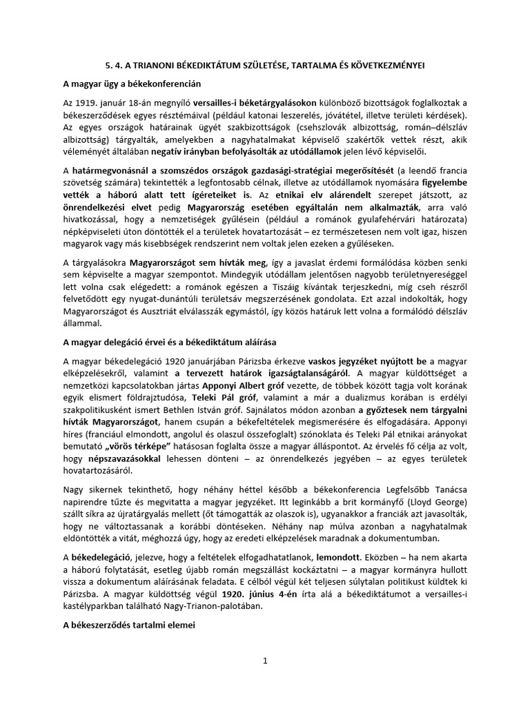 5.3 A Trianoni Békediktátum | PDF