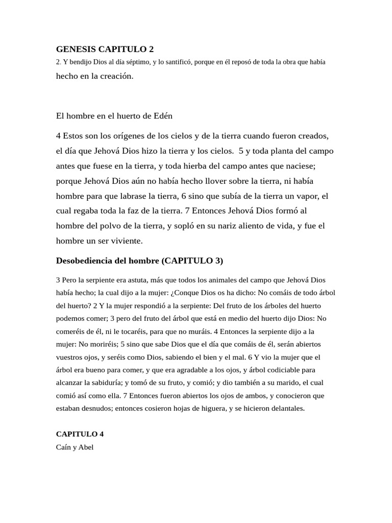 Genesis Capitulo 2 | PDF | Arca de Noé | Noé
