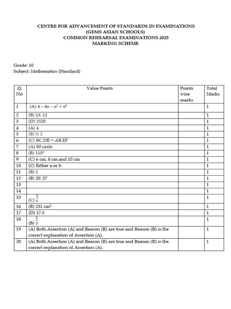 Gr-10-MS-Maths Standard-10 Set A MAIN | PDF | Mathematical Relations | Mathematical Concepts