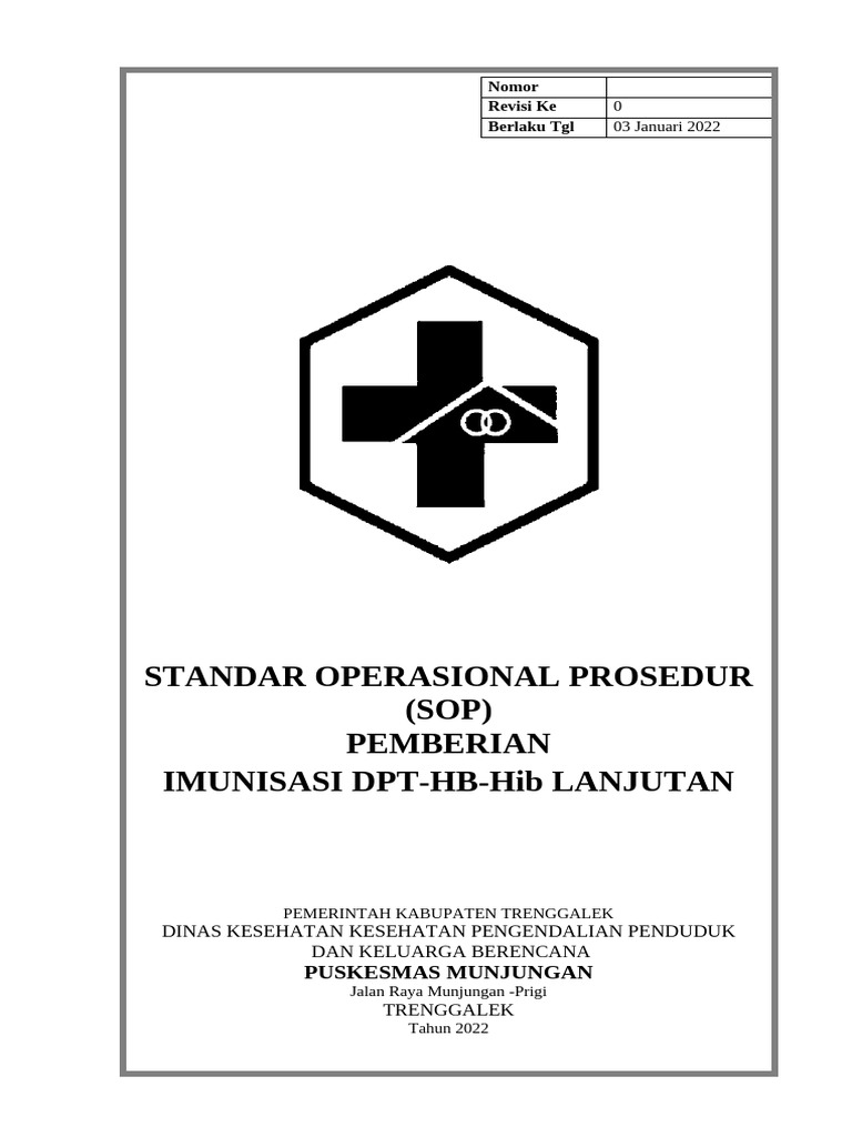 SOP Imunisasi DPT-HB-Hib Lanjutan | PDF