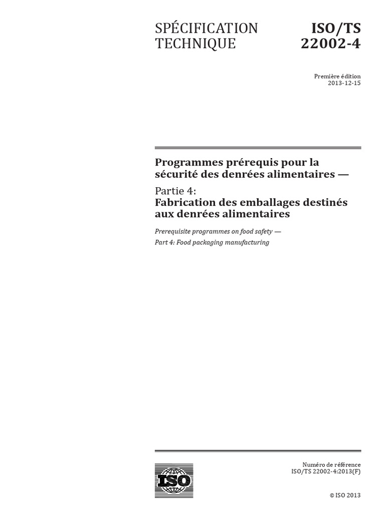 Iso - TS 22002-4 | PDF