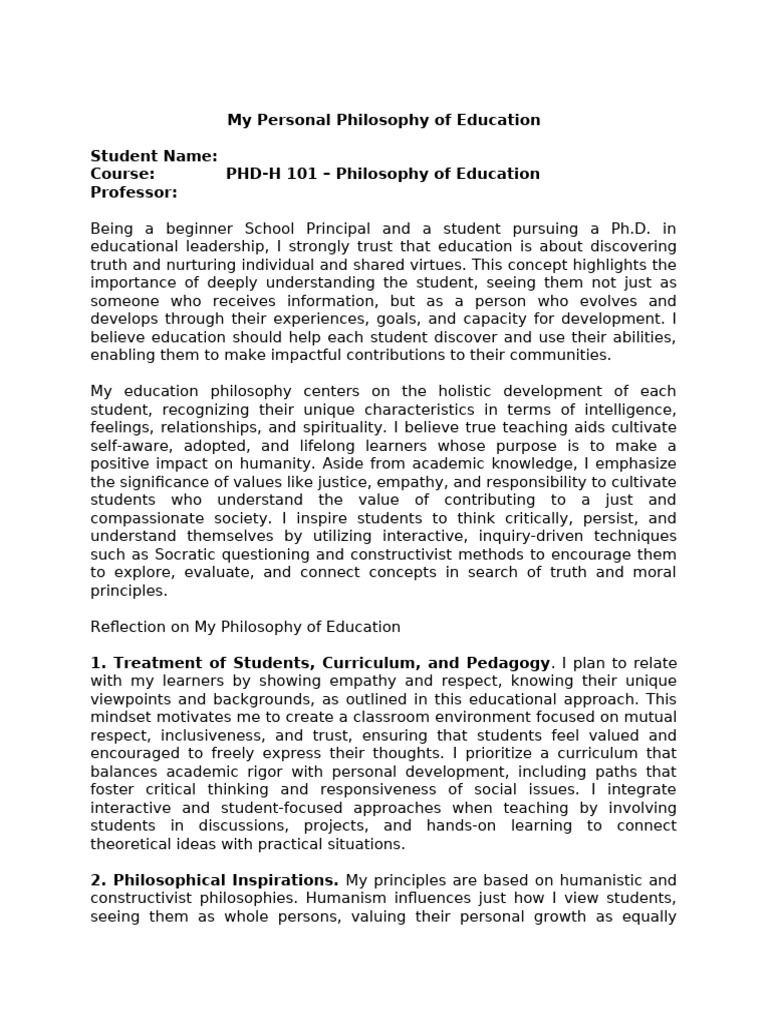 My Holistic Education Philosophy | PDF | Constructivism (Philosophy Of ...