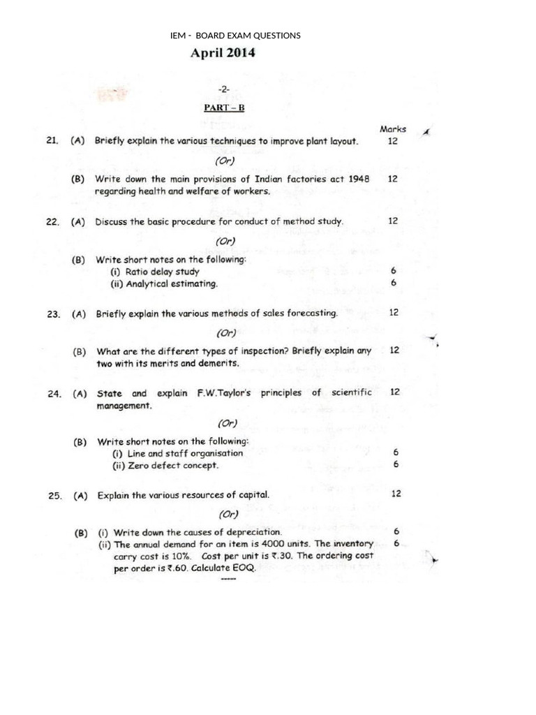 Iem Board Exam Questin | PDF